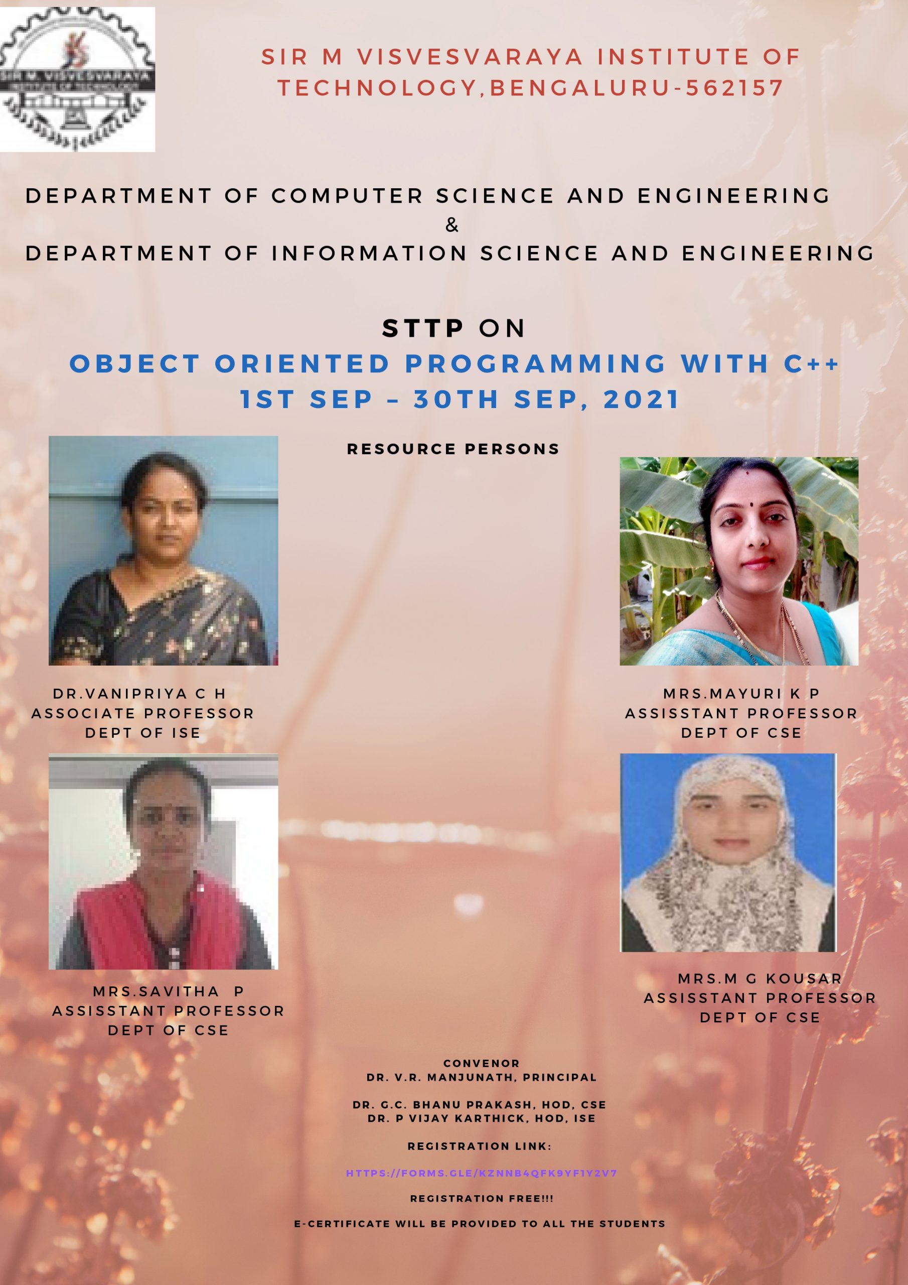 Departments of CSE and ISE are organising a Short Term Training ...