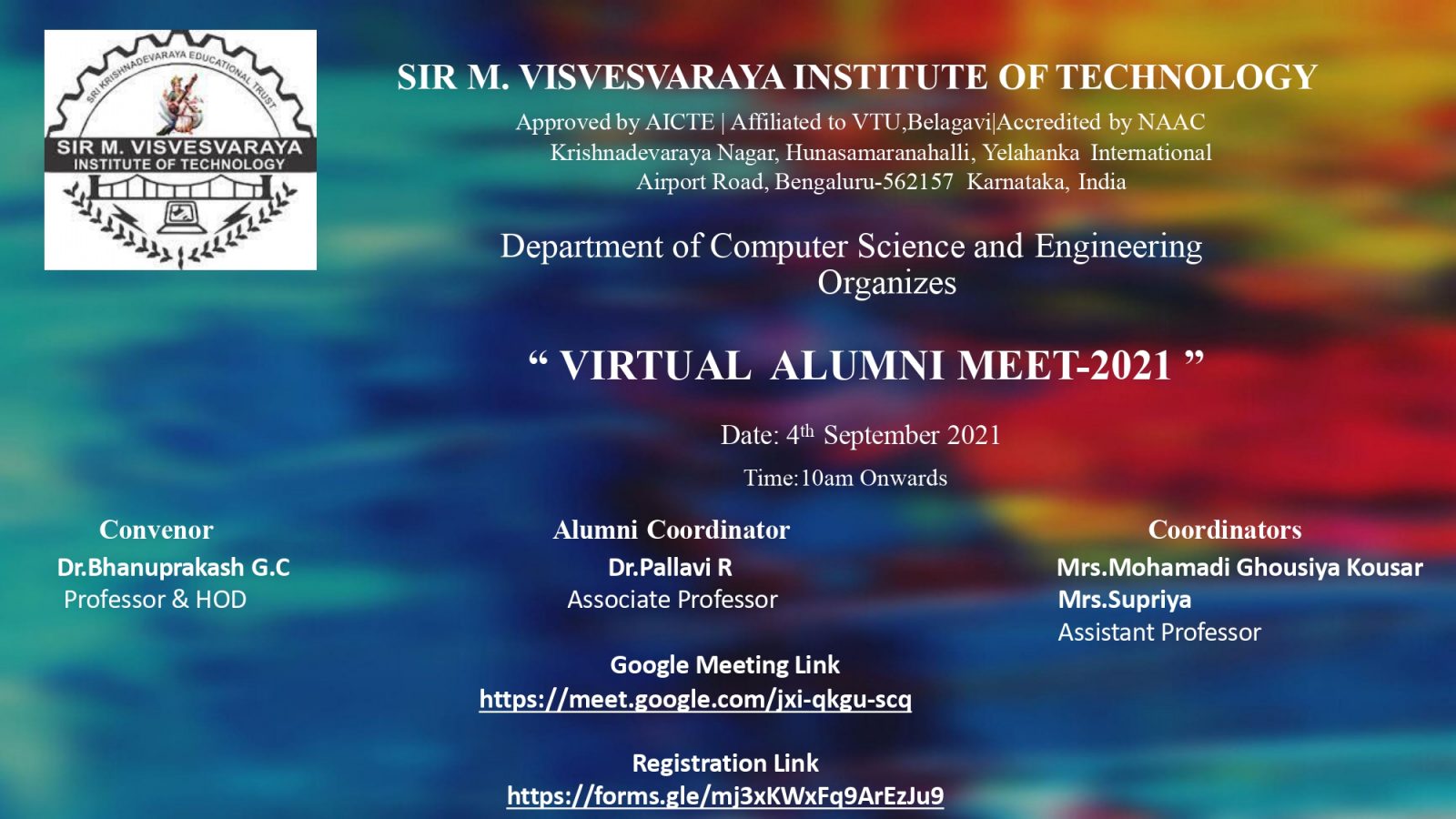 Department of CSE is organising Alumni Meet – Sir M Visvesvaraya ...