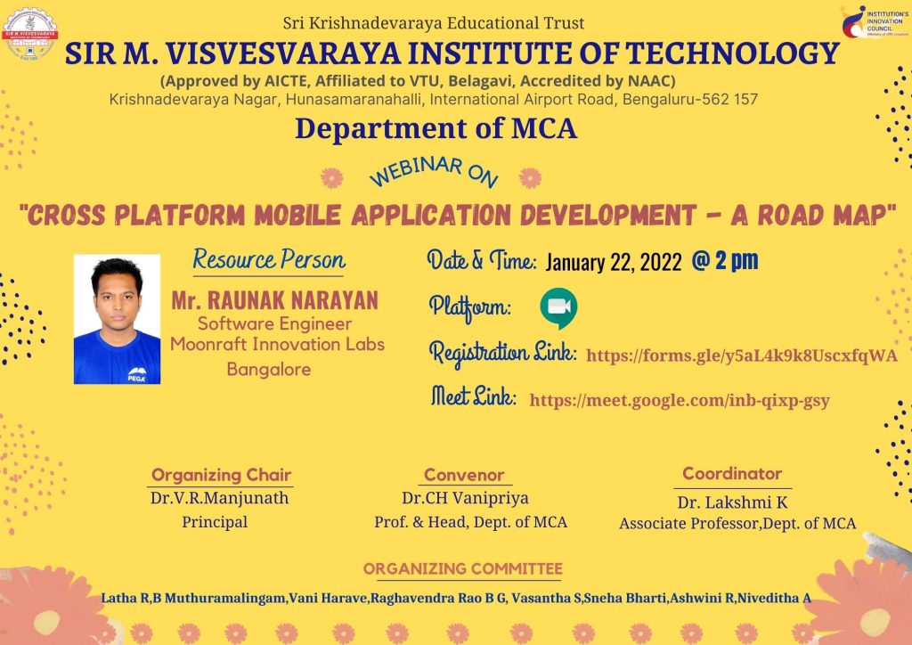 Department of MCA is organizing a student development programme ” Cross ...