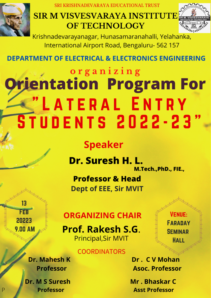 Department of Electrical and Electronics Engg Organizing “Orientation ...