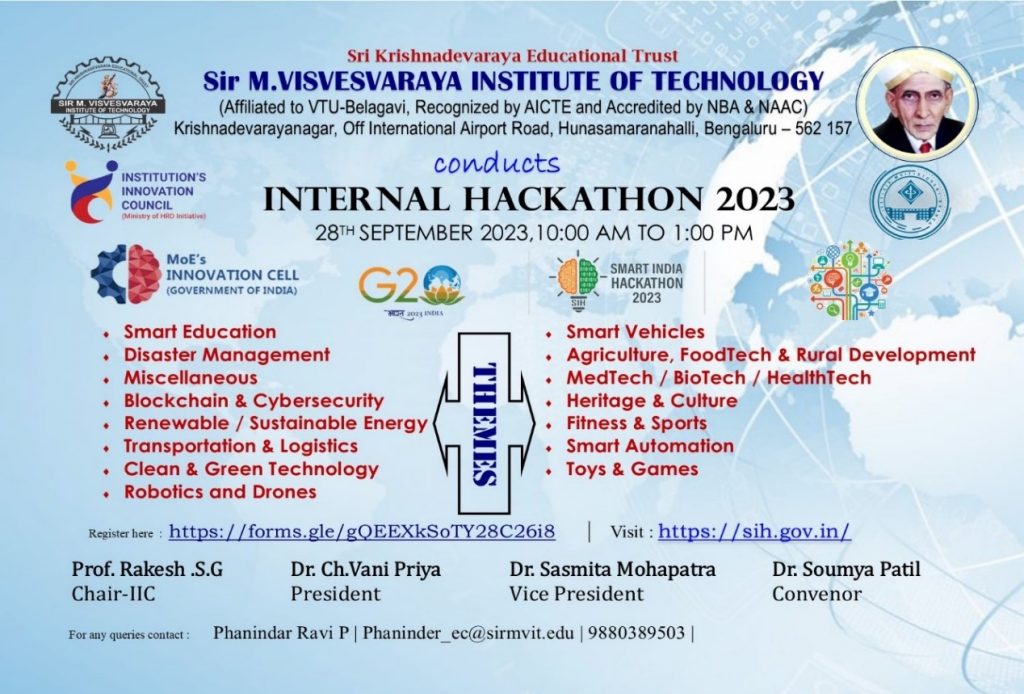 Internal Hckathon-2023 – Sir M Visvesvaraya Institute Of Technology
